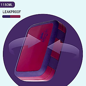 Leak-Proof Bento-Style Lunch Box for Kids, Removable Divider for 4 Compartments - Perfect for Ages 5 to 9, Microwave/Dishwasher Safe, BPA-Free & Sustainable (purplish red)