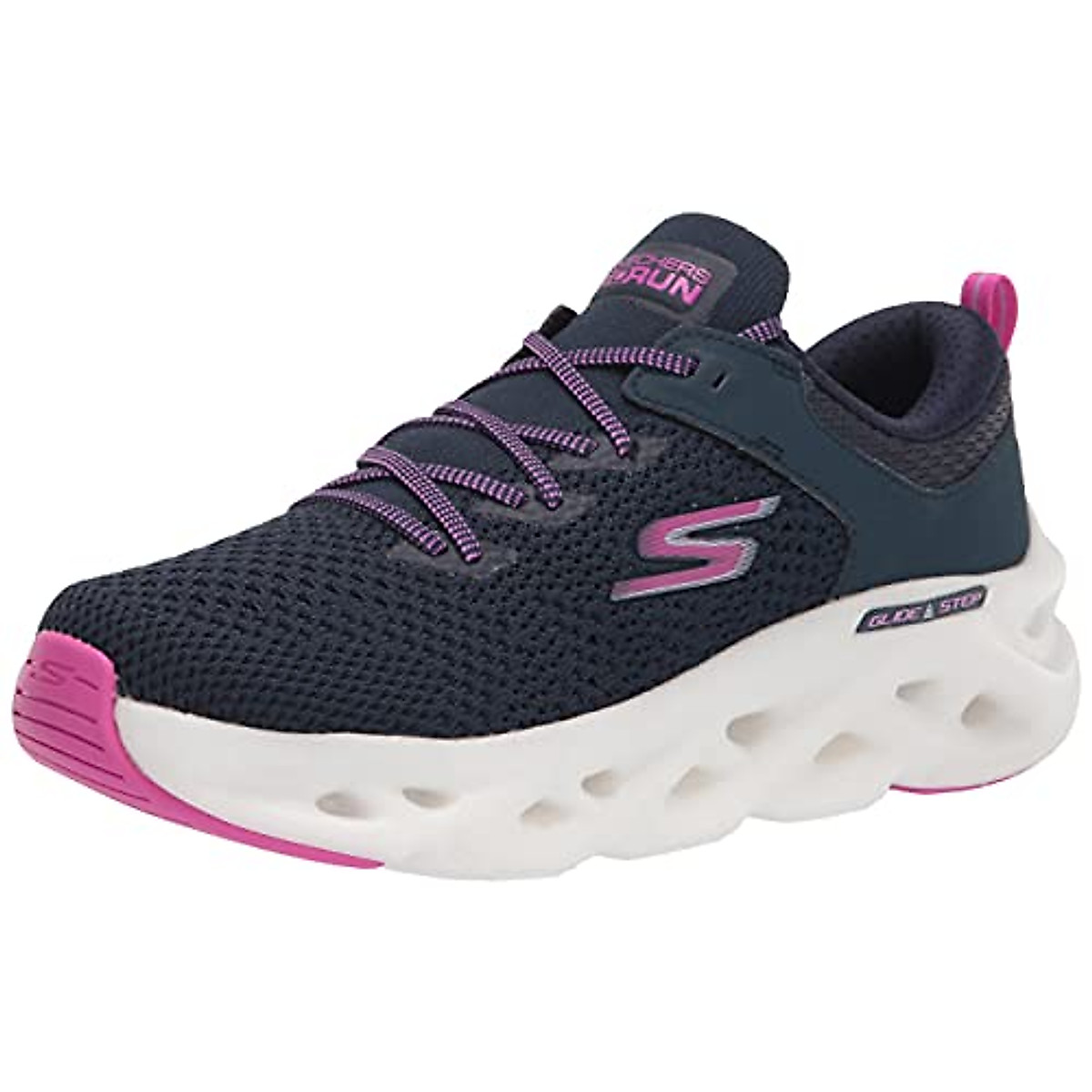 Skechers Women's GO Run Glide Step Hyper-Dash Charge Sneaker, Navy, 9