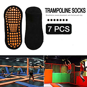 7 Pairs Anti-Skid Socks Trampoline Socks Adults Ankle Socks with Grips for Hospital, Yoga, Fitness and Exercise