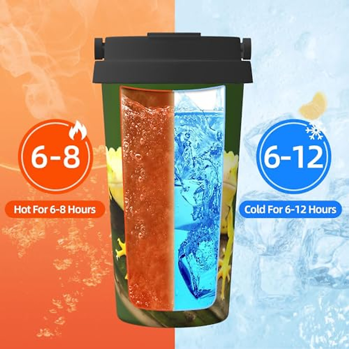 WANGZHAO Two Geckos Print Double Wall Stainless Steel Vacuum Insulated Tumbler Cup Home Thermal Cup