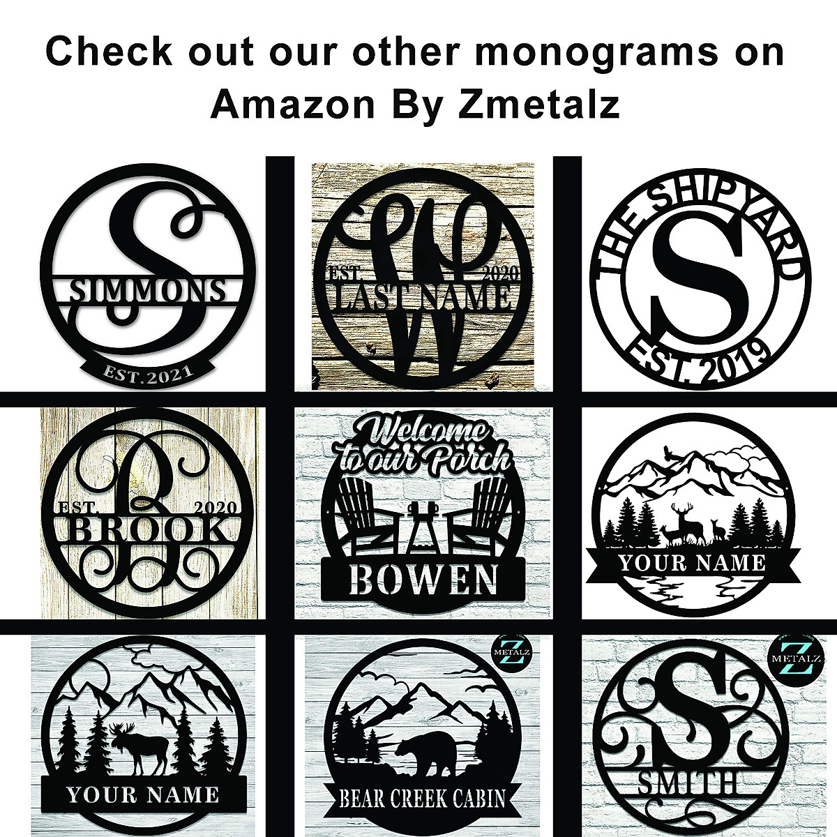 Personalized Metal Monogram Sign EST. Wedding Gift. Family Name Sign. Outdoor Name Sign. Anniversary. Last Name Sign. Metal Sign. Front Door.