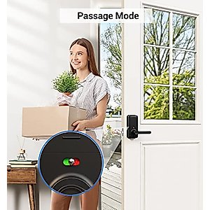 Veise Smart Lock, Keyless Entry Door Lock with Handle, Fingerprint 7-in-1 Locks for Front Door, Electronic Digital Keypad, APP Control, Set, Matte Black