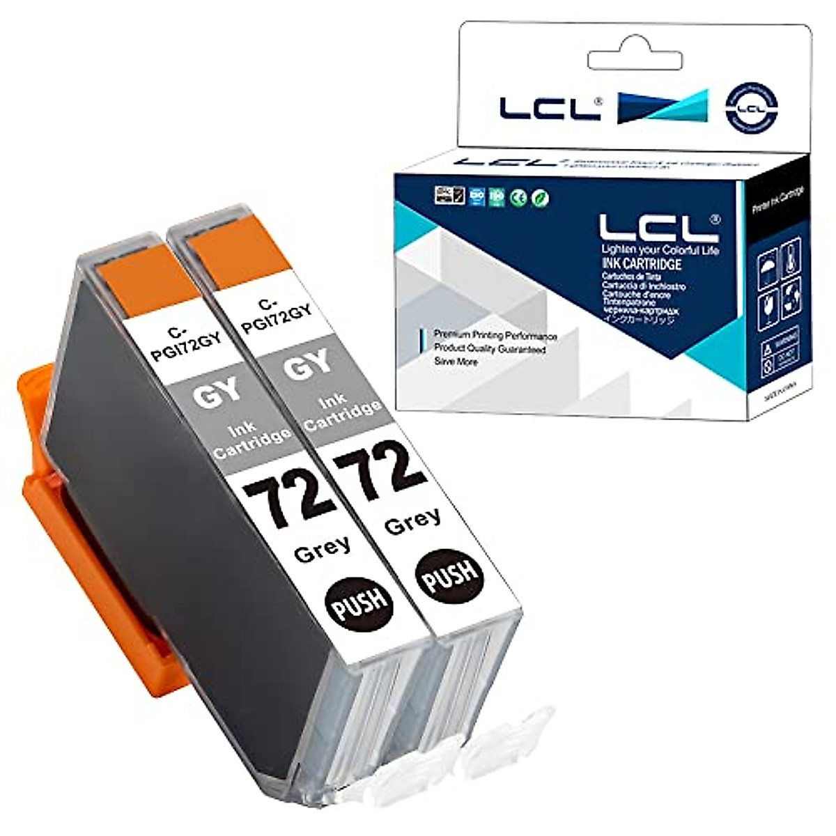 LCL Compatible Ink Cartridge Replacement for PGI-72GY PGI-72 Pro-10 Pro-10s (2-Pack Grey)