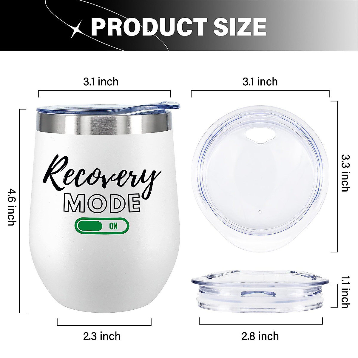 Personalized Recovery Mode On,After Surgery Gifts for Women,Get Well Soon Blessing Gifts,Motivational Idea for Patient,12 Oz Insulated Stainless Steel Travel Mug(White) (Pack of 1)