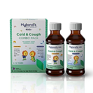 Kids Cold Medicine for Ages 2+, Hyland's Naturals Kids Cold & Cough, Day and Night Value Pack, Grape Syrup, Cough Medicine for Kids, 4 Fl Oz Each, 2 Count (Pack of 1)