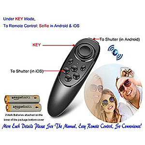 VR Remote Controller Gamepad Bluetooth Control VR Video, Game, Selfie, Flip E-book/PPT/Nook page, Mouse, in Virtual Reality Headset PC Tablet laptop iPhone Smart Phone