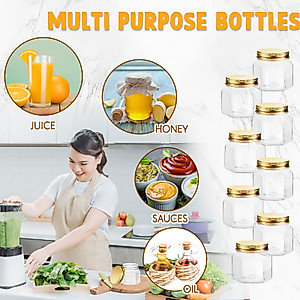 Yaomiao 75 Packs 3 oz Hexagon Plastic Jars with Gold Lids Mini Honey Jars Wide Mouth Small Spice Canning containerfor Party Wedding Favors, DIY Gift, Jams, Candy, Candle, Herbs