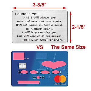 FALOGIJE Engraved Wallet Card Insert Men, Anniversary Card Gifts for Husband, I Choose You, Gifts for Husband from Wife, Groom's Gifts for Men, Romantic Gifts for Him, Fathers Day