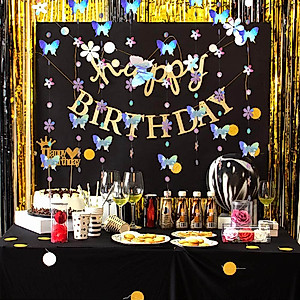 Goresory 2Piece Butterfly Flower Hanging Garlands 3D Laser Butterfly Streamers Decoration for Wedding Birthday Party Bridal Shower Baby Shower Decorations