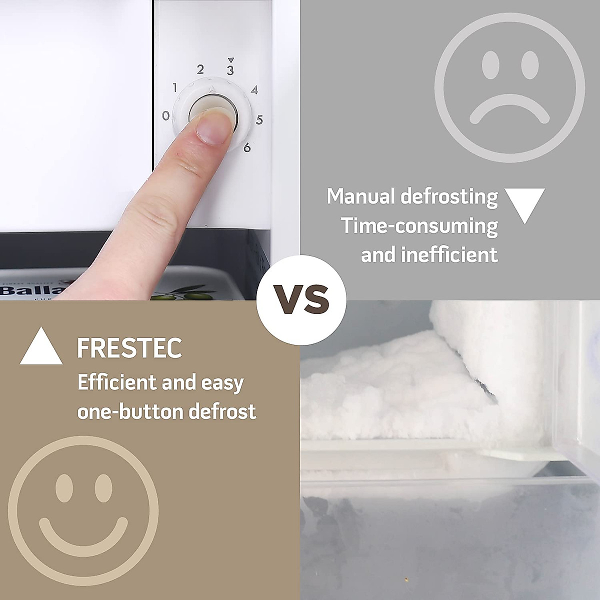 Frestec 3.2 Cu.Ft. Small Refrigerator with Freezer, Mini Fridge for Bedroom, Mini Dorm Refrigerator, One-Touch Defrosting System, Energy Saving, for Office, Home, Apartment (Black)