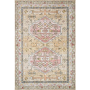 Loloi II Skye Collection SKY-04 Gold / Blush, Traditional 7'-6" x 9'-6" Area Rug