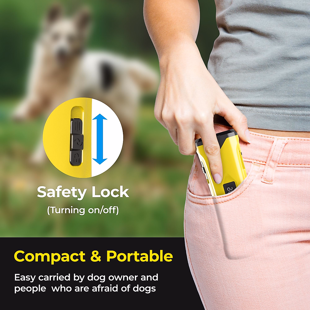 Dog Bark Deterrent Devices, Professional Anti Barking Training & Behavior Aid Ultrasonic Tool - w/ 3X Sonic Emitters 50ft Range, Ultra-Bright LED Flashlight | Alternative to Painful Dog Shock Collar