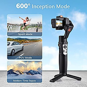 3 Axis Gimbal Stabilizer, Handheld Tripod Mount for Video Recording, Bluetooth Control, Compatible with YI Cam, Insta 360, Sony RX0, Gopro Hero 11/10/9/8/7/6/5, Osmo Cameras, hohem iSteady Pro4