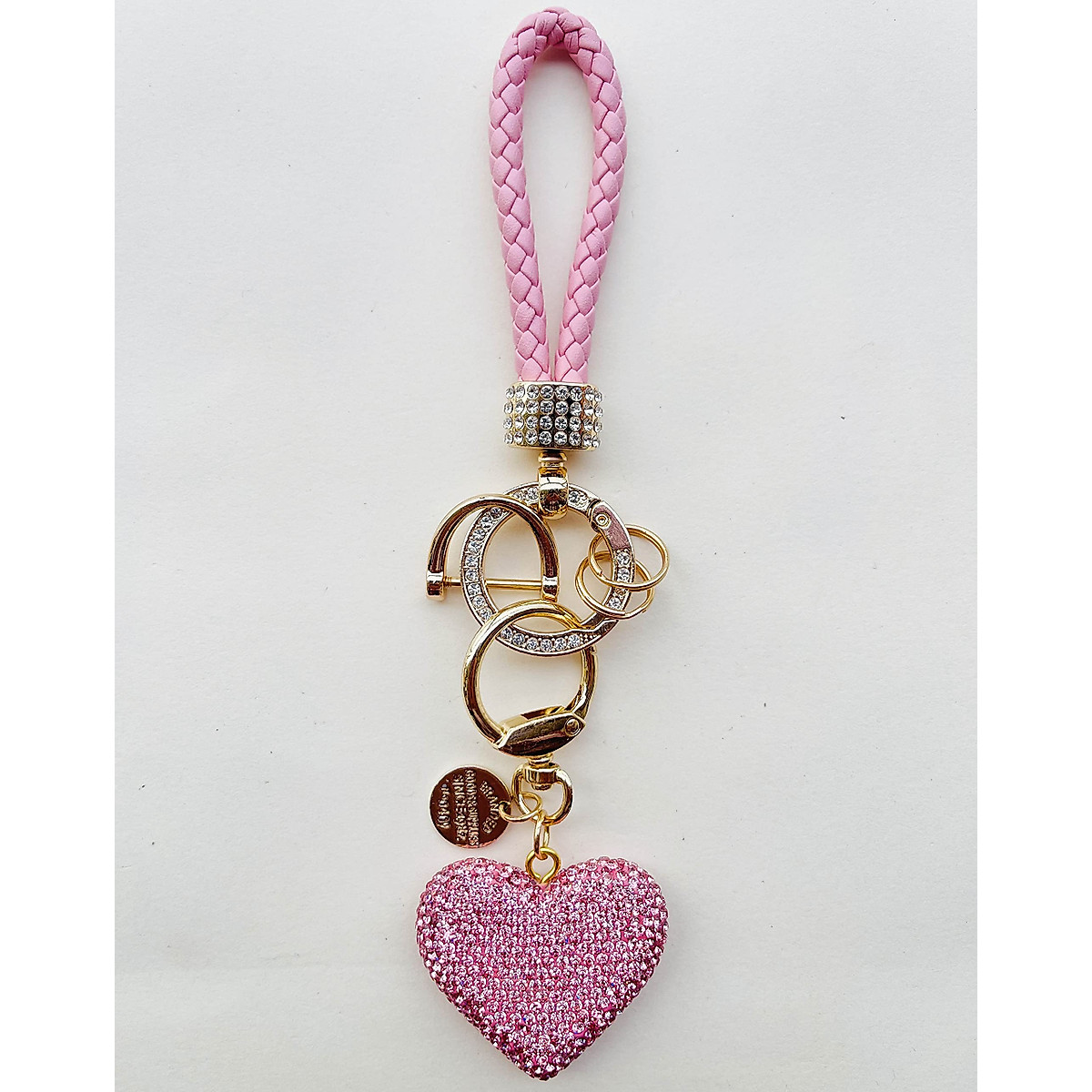 TX-INNO AUTO Crystal Car Keychain for Women with Sparkly Rhinestones Pink Heart Shape, Pretty Key Chains for Girls Birthday Christmas Easter Valentines Day Mothers Day Gifts