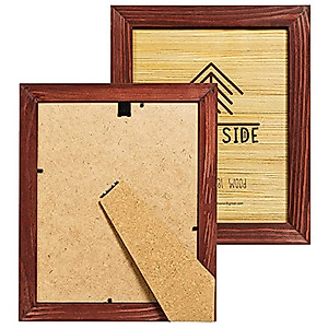 Rustic Wooden Picture Frames 8x10 - Cherry - Set of 2 - Natural Eco Solid Wood and High Definition Real Glass for Wall Hanging and Tabletop Photo Frame