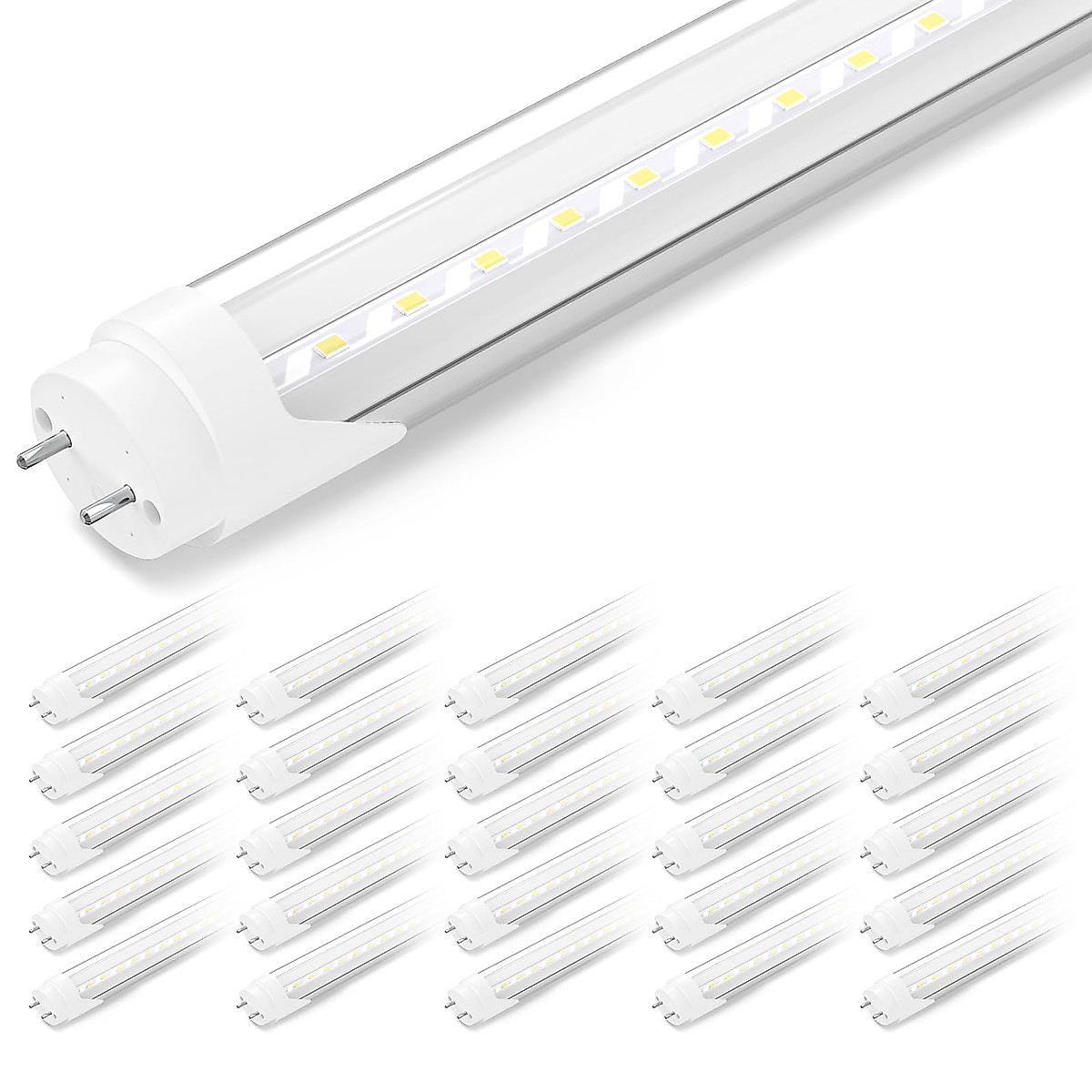 SHINESTAR 25-Pack T8 LED Bulbs 4 Foot, Ballast Bypass, Tube Lights 18W 2200LM, 5000K Daylight, T8 T10 T12 LED Replacement for Fluorescent Tubes, Dual-end, 2 pin G13 Base, Clear Cover