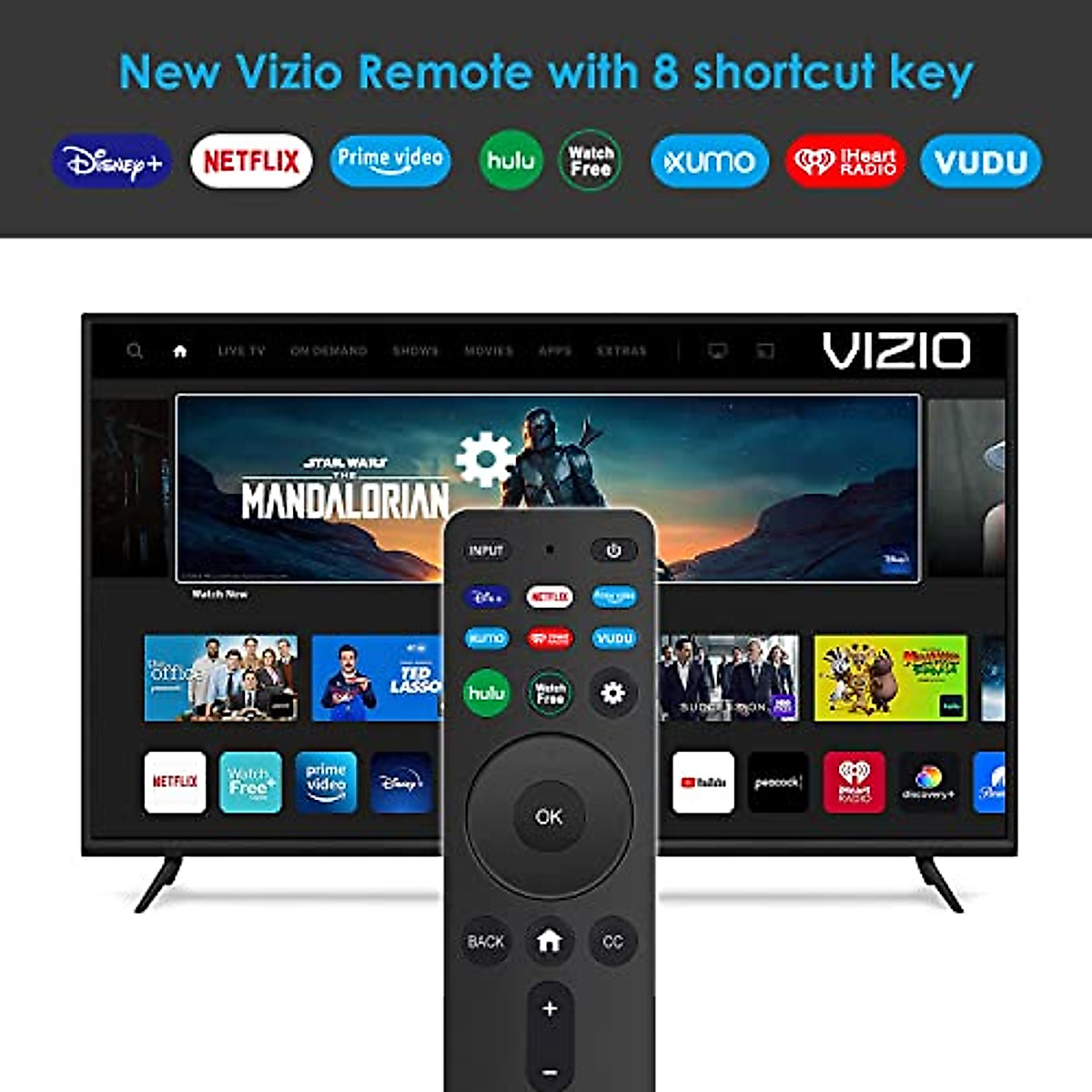 Universal Replacement Remote XRT260 for All Vizio Smart TVs with Shortcut Buttons Disney, Netflix, Prime Video, Hulu, XUMO, VEDU, iHeart Radio and More.
