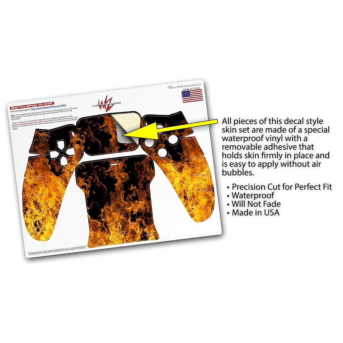 WraptorSkinz Skin Wrap compatible with Sony PS5 DualSense Controller Open Fire (CONTROLLER NOT INCLUDED)