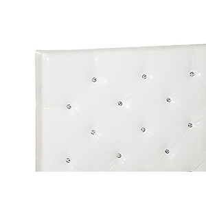 Happy Homes Lexi Upholstered Bed Frame with Headboard /Diamond Button Tufted /Faux Leather /Wood Slats Included /Easy Assembly/Box Spring Platform Needed /Works with Memory Foam Mattress Twin White