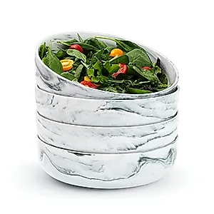 Divitis Home Fusion Pasta Salad Bowls set of 4, 56 fl oz, 8.5 inches, black porcelain (plates and bowls set; salad bowls; serving bowls; pasta bowls)
