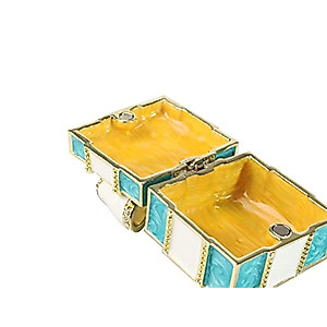 Mini Enamel Rhinestones Bow-knot Jewelry Box Bow-knot Hinged Trinket Box Bow Bling Trinket Box Miniature Figurine Ring Box for Women Girls Wedding Birthday Gift Christmas (Blue)