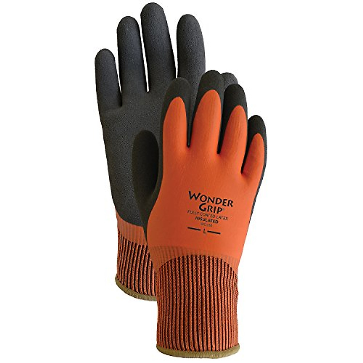 LFS WG338L Insulated Double-Dipped Incredibly Comfortable Work Gloves Latex Coated Water Resistance Black Palm, Large (Pack of 1)