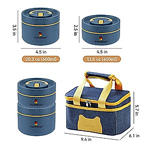 ArderLive Lunch Bento Box with Bag, Portable Leakproof Lunch Containers, 18/8 304 Stainless Steel Stackable Lunch Box for Adults, Picnic Work and Travel, 68 Oz, Blue