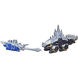 Power Rangers Dino Fury Blue Tricera Blade and Black Stego Spike Zord Toys for Kids Ages 4 and Up Zord Link Mix-and-Match Custom Build System