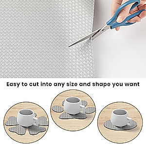 COSYLAND Shelf Liner Kitchen Drawer Mats 12"x360" Inches Non-Slip DIY Cuttable Mats Cabinet Liners Washable Refrigerator Liners for Cupboard, Pantry Shelves, Gray