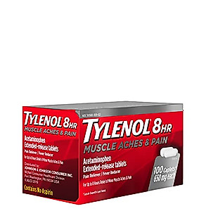 Tylenol 8 Hour Muscle Aches & Pain Acetaminophen Tablets for Muscle & Back Pain, 100 Count