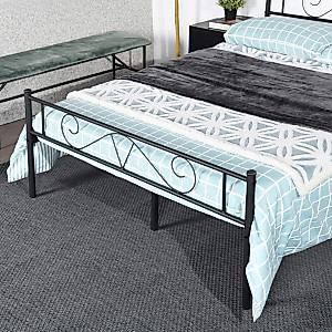 Full Size Platform Bed Frame with Headboard, Nordic Style Metal Bed Easy Assembly, Size 77.256.134.8 Inches