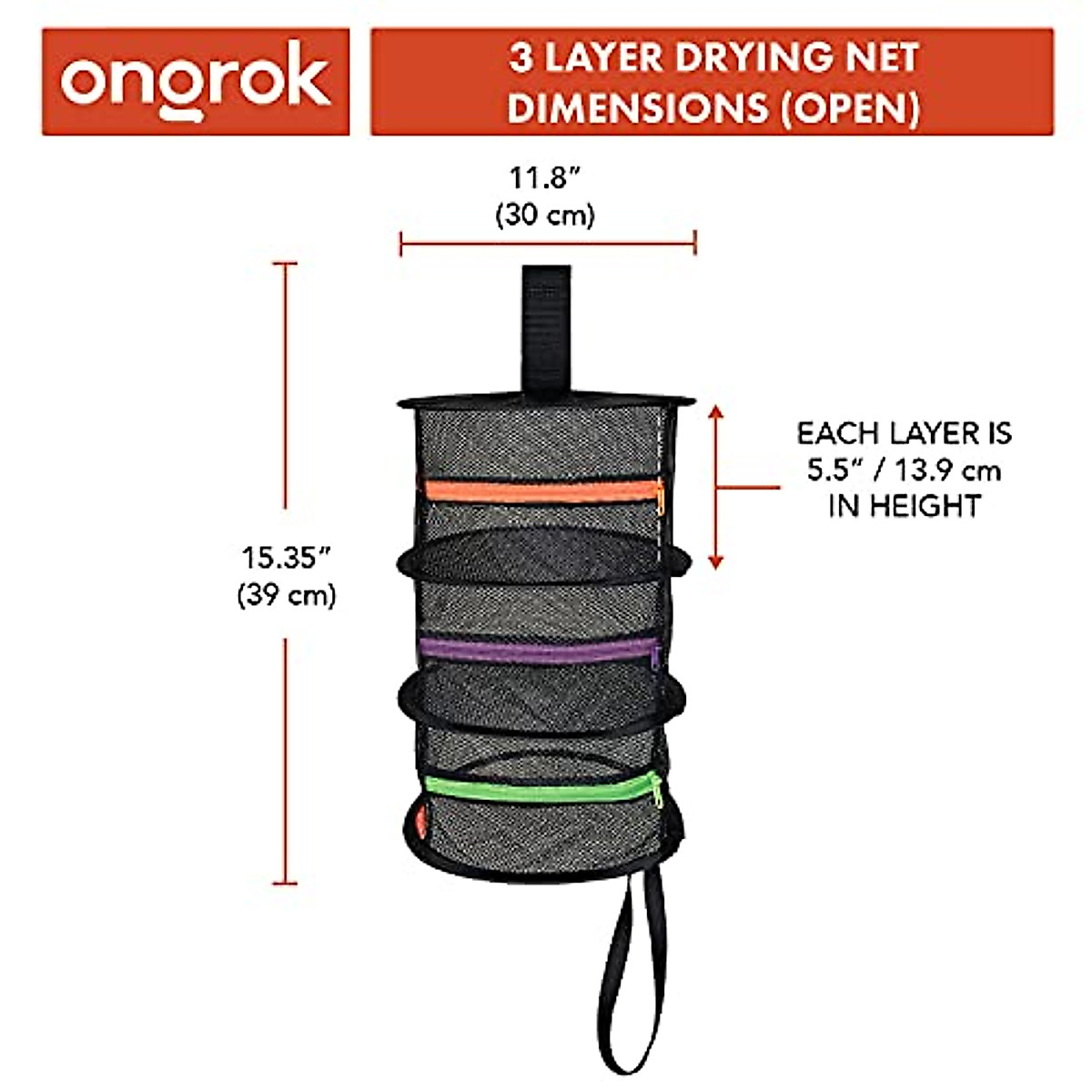 ONGROK Mesh Drying Rack, 3 Tier, Hanging Herb Drying Net, Plant Dryer Tent
