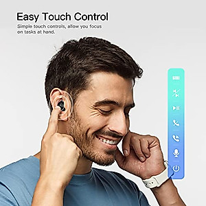 VRIFOZ T20 Wireless Earbuds, Bluetooth Earbuds for Sport with IPX5 Waterproof, Drop-Safe Fit Design Stereo, Built in Mic Headset Premium Deep Bass, Compatible with iPhone Android, Black