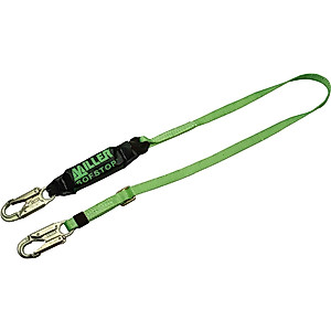 Miller by Honeywell 910TWLS/20FTGK 20-Feet HP Adjustable Web Lanyard with SofStop Shock Absorber and Two Locking Snap Hooks