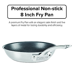 Viking Culinary Professional 5-Ply Stainless Steel Nonstick Fry Pan, 8 Inch, Ergonomic Stay-Cool Handle, Dishwasher, Oven Safe, Works on All Cooktops including Induction
