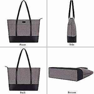 MOSISO Laptop Tote Bag for Women (17-17.3 inch), Polyester PU Leather Lightweight Business Travel School Bag with Front 3 Pockets