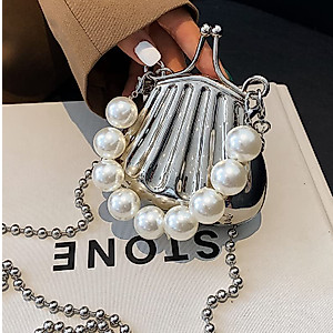 Zenosy Mini Pearl Evening Bag for Women Fashion Handbag Satchel Purse Shoulder Bag Crossbody Purse with Pearls