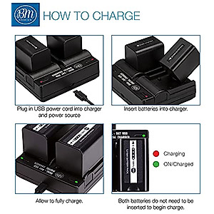 BM Premium 2 VW-VBD58 Batteries and Dual Bay Charger for Panasonic AG-VBR59, BGH1, HC-X1, HC-X1500, HC-X2000, AG-CX10, AG-CX350, AG-UX180, AG-AC30, AG-UX90, AG-DVX200, HC-MDH3E, AJ-PX270, AJ-PX230