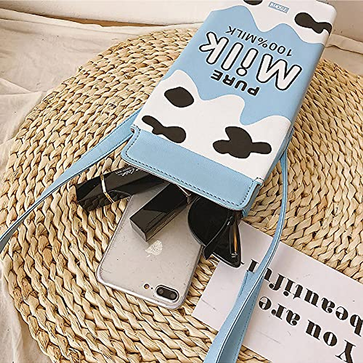 WLC Milk Carton Purse Female Bag, Ladies' PU Shoulder Handbag, White