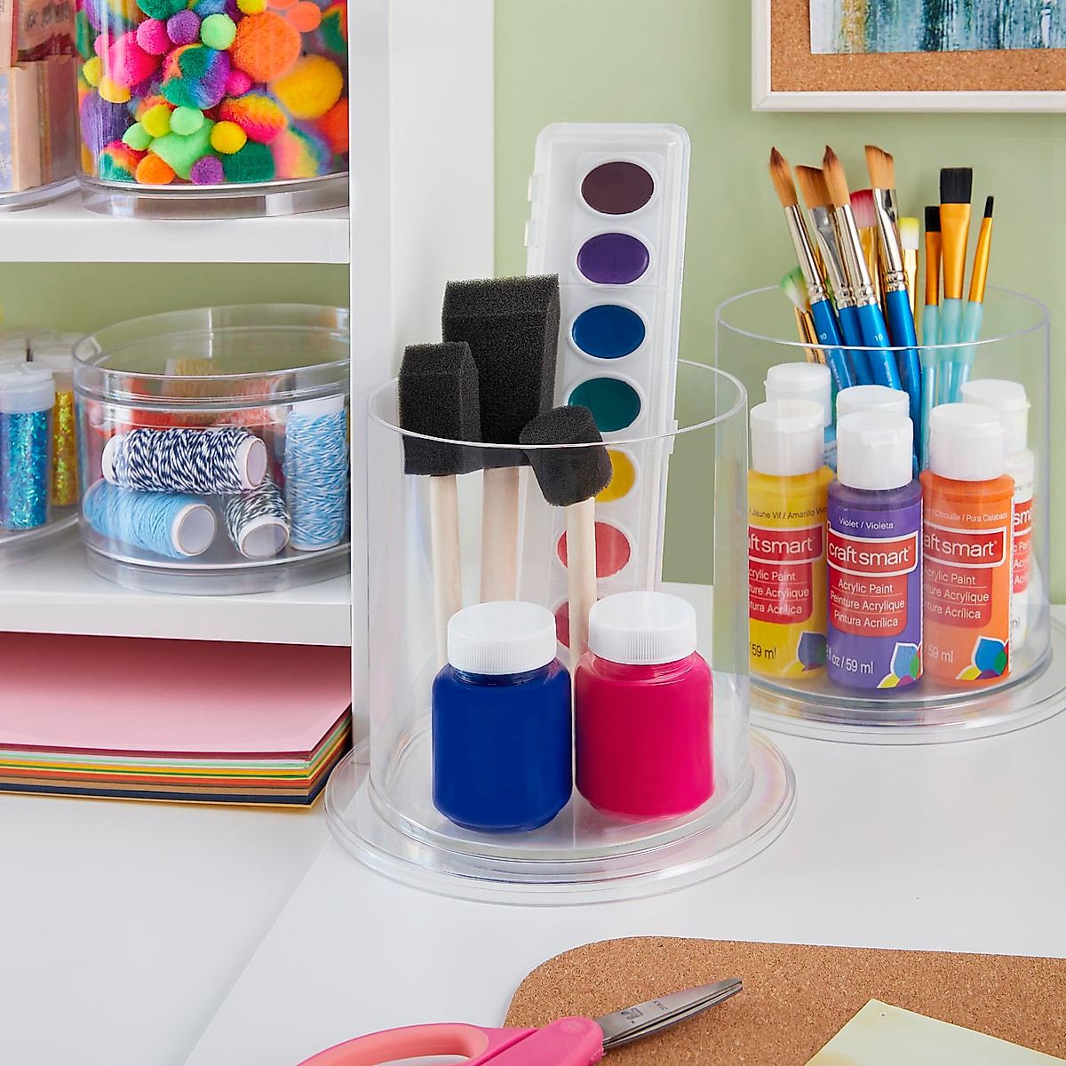 STORi Bella 2-Pack Headband and Scrunchie Holder | Clear Plastic Organizer Display Stand | Holds Hair Ties, Accessories, and Jewelry | Made in USA