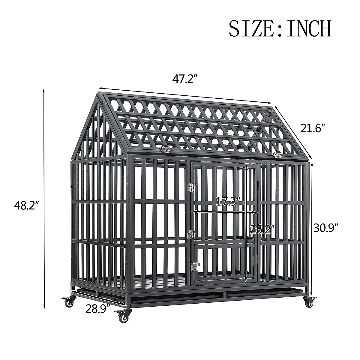 Heavy Duty Dog Crate,XXL Dog Crate,Large Dog Crate,Indestructible Dog Cage Large Dogs 48 Inch,Impact Dog Crates for Large Dogs,Steel Dog Crate,Giant Dog Crate,Crate with Roof & Window on Roof
