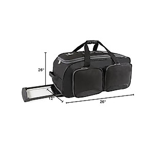 Fila 26" Lightweight Rolling Duffel Bag, Black, One Size