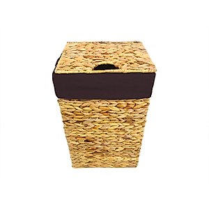 Wicker Laundry Hamper Basket With Lid and Brown Liner by Trademark Innovations