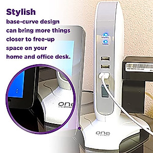 One Power by Promounts Desktop Power Strip Tower Surge Protector, 5 Outlets 3 3.1A USB Chargers, 900 Joules, LED Indicator, 6 ft Cable, Space-Save Flat Plug for Smartphone, Tablet, Laptop, Power Bank