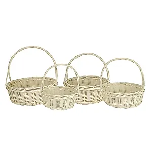 Wald Imports White Willow Decorative Nesting Storage Baskets, Set of 4