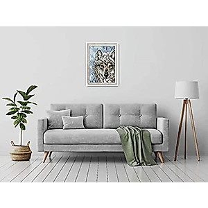 Amiiba Stamped Cross Stitch Kits, Snow Animal Wolf Branch Wood DIY 11CT 10.6x15.3 inch (Wolf)
