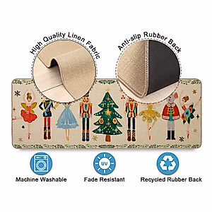 INFISIBLE Nutcracker Christmas Decor Kitchen Rugs Floor Mats Set of 2, Nutcrackers Xmas Gifts Indoor Christmas Decorations, Nutcracker Kitchen Floor Mats for in Front of Sink, Non Skid & Washable