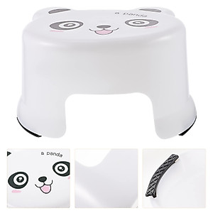 Toddmomy Anti- Skid Step Stool Kids Bathroom Stool Plastic Foot Stool Cartoon Step Stool for Living Room, Bathroom Non Slip Chairs （ White）
