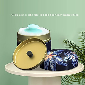 Topwon 3.15" Powder Case with Puff, BPA Free, Fluffy Plush Powder Puffs Container, Baby Women's Body Loose Dusting Dry Powder Box, Travel&Home Use, Blue Flower