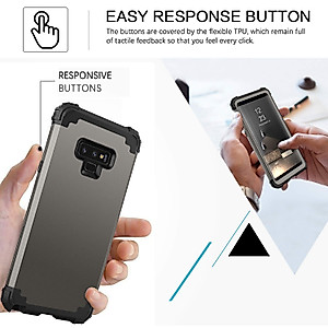 BENTOBEN Galaxy Note 9 Case, Phone Case Samsung Note 9, 3 in 1 Heavy Duty Hybrid Hard PC Soft Silicone Bumper Shockproof Anti Slip Protective Boys Men Cover for Galaxy Note 9 (2018 Release), Gunmetal